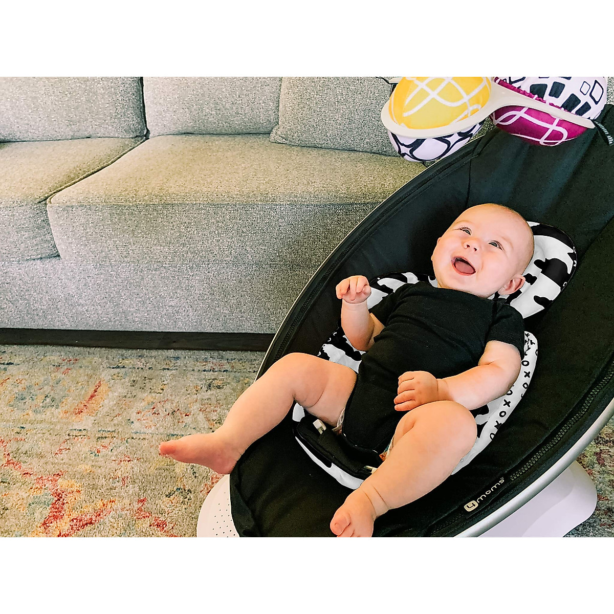 Infant Insert Compatible with 4Moms Mamaroo & Rockaroo – Car Seat Insert 2 Pack – Reversible Infant Car Seat Insert – Rockaroo & Mamaroo Newborn Insert – Soft Plush Minky Car Seat Head Support Insert