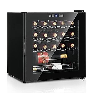 19 Bottle Wine Cooler Refrigerator, Freestanding Compressor Wine Chiller, Beverage Wine Fridge with Digital Temperature Control & Double-layer Glass Door for Red White Wine, Champagne, Beer