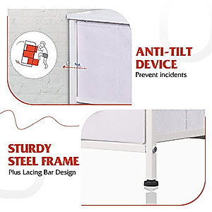 WLIVE Fabric Dresser for Bedroom, Tall Dresser with 8 Drawers, Storage Tower with Fabric Bins, Double Dresser, Chest of Drawers for Kid's Room, Closet, Playroom, Nursery, Dormitory, White