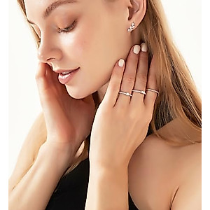 TIGRADE 1.5mm Eternity Ring Baguette Cubic Zirconia Anniversary Ring CZ Pave Wedding Band for Women Size 3-12, Silver, Size 7.5