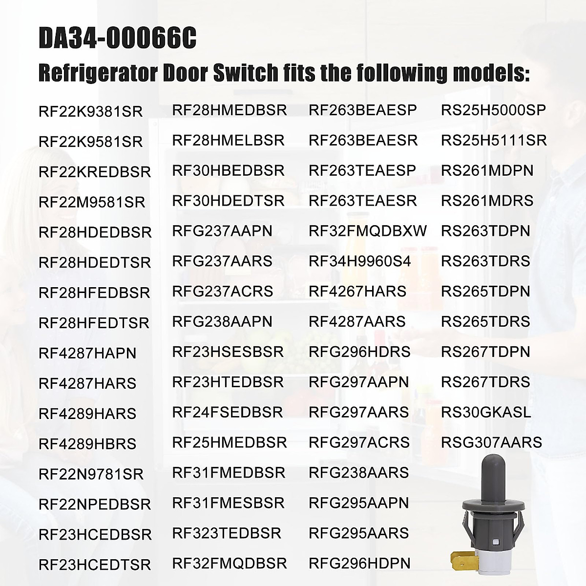 DA34-00066C Refrigerator Interlock Door Switch Replace 2705488, AP5306252, EAP4138763, PS4138763 Door Interlock Switch Compatible with Samsung Cecilware