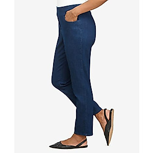 Alfred Dunner Womens Petite Super Stretch Mid-Rise Short Length Pant, Dark Denim, 6P