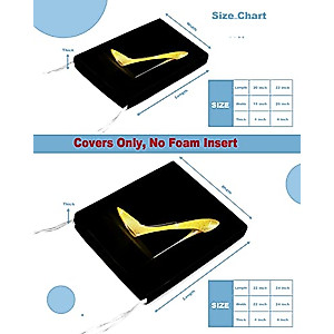 Outdoor Chair Seat Covers Set of 4,Gold High Heels Black Back Waterproof Chair Seat Covers for Dining Room Kitchen,Women Elegant Glitter Shoes Removable Washable Chair Seat Protector with Straps