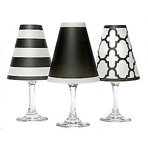 di Potter WS136 Nantucket Paper White Wine Glass Shade, Black (Pack of 6)