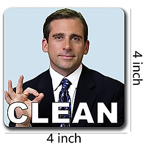Michael Scott Prison Mike Dishwasher Magnet Clean Dirty Sign Sticker Strongest Magnet Double Sided Flip with Metal Magnetic Plate Universal Kitchen Dish Washer Reversible Indicator