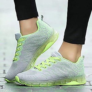 justHIGH Women's Running Shoes Slip Resistant Work Shoes Lightweight Lace Up Sneakers Green