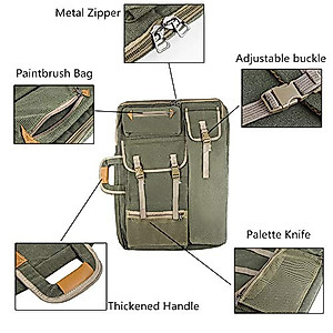 Tanchen 4K Canvas Artist Portfolio Carry Shoulder Bag Multifunctional Drawboard Bags for Drawing Sketching Painting (Army Green)