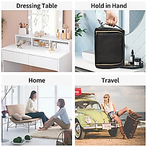 CUBETASTIC Travel Makeup Bag - Large Makeup Pouch Waterproof & Portable Cosmetic Organizer Bag PU Leather Zipper Pouches for Women and Girls