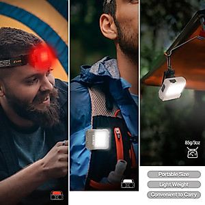 EverBrite Hat Lights Clip On Rechargeable Headlamp with Motion Sensor, 3 Models LED 180° Adjustable Head Lamp to Wear and Clip for Hard Hats, Outdoor Headlight with Red Light for Running, Camping