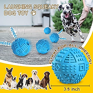 Dog Balls Treat Dispensing Toys for Aggressive Chewers Large Breed, Nearly Indestructible Squeaky Chew Toys for Large Dogs, Natural Rubber Puzzle Toys, Tough Treat Balls