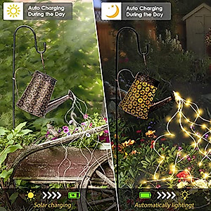 PoCare Watering Can Lights Solar Powered, 90 LEDs Retro Metal Kettle Lights Garden Decor Hanging Waterproof Solar Lights for Outdoor Pathway Yard Lawn Patio Party Decorations with Hook