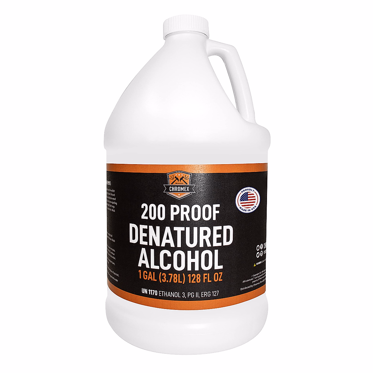 Chromex 200 Proof Denatured Ethyl Alcohol, Ethanol Cleaning Solvent, Thinner and Fuel Burner