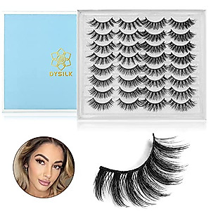 DYSILK False Eyelashes Lashes Mink - Mink Lashes Fluffy 16 Pairs 6D 4 Styles Mixed Lashes Faux Eyelashes Wispy Fluffy Natural Look Fake Eyelashes Mink Lashes Soft Reusable Eye Lashes | 15mm 18mm