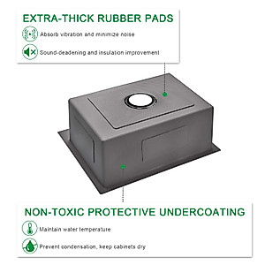 OUGOO 22 x 18inch Drop-in Tight Radius Black Stainless Steel Topmount Kitchen Sink Single Bowl