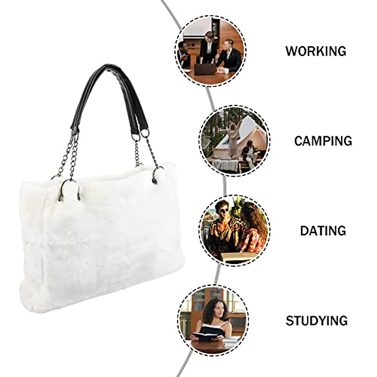 Womens Tote Bag Shoulder Tote Bag Women's Tote Bag Plush Large Single Shoulder Bag Lady Handbag Stereoscopic Fuzzy Design Handbag Shoulder Tote Bag Women's Tote Handbags Hand Bags