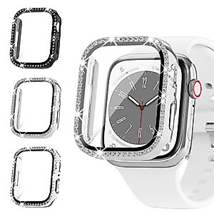 Rc-Z 3-Pack Bling Case for Apple Watch 42mm Series 3 2 1 Screen Protector, Women Glitter Diamond Rhinestone Bumper Face Cover for iWatch Accessories 42 mm