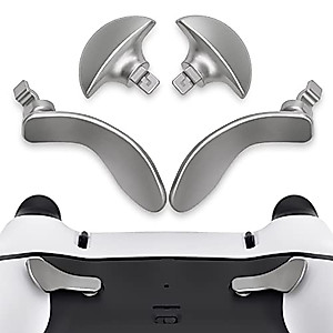 eXtremeRate Back Paddles for PS5 Edge Controller, Metallic Silver Replacement Interchangeable 4PCS Metal Back Buttons for PS5 Edge Controller - Controller NOT Included