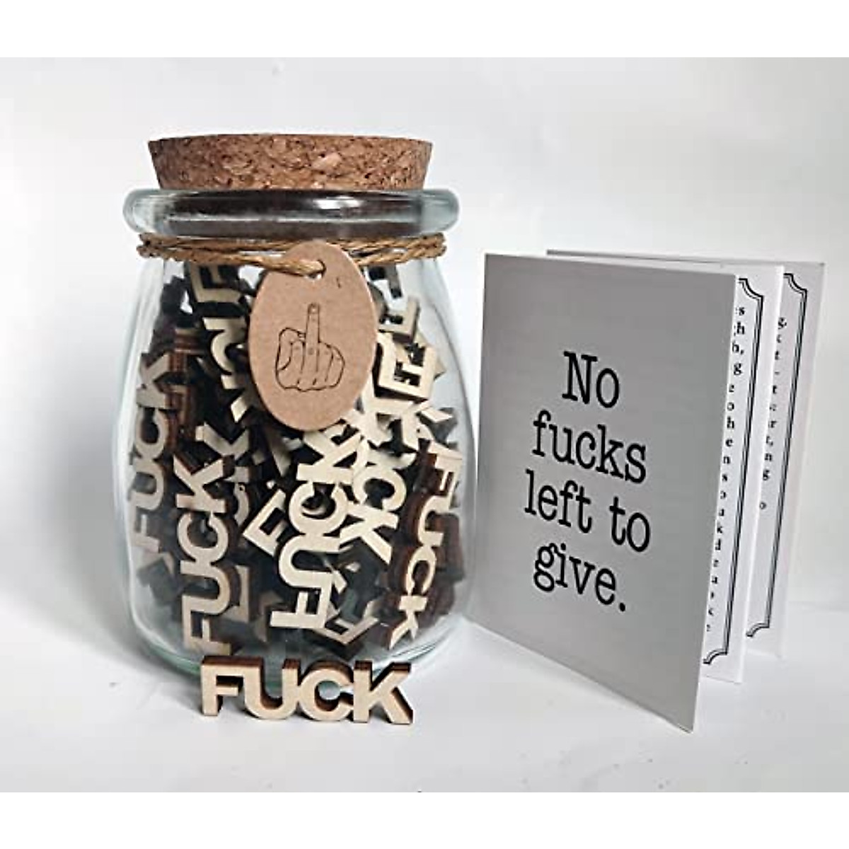 Jar of Fuck Gift Jar,Gag Gift Birthday Gift Funny Gift,Gift for Friend，Anniversaries Gift ，Fool Friends and Make Family Laugh Out Loud "Fuck to Give"(7oz)