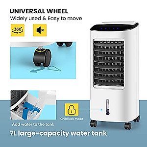 VIVOHOME Portable Evaporative Air Cooler 110V 65W Fan Humidifier with LED Display and Remote Control Ice Box for Indoor Home Office Dorms