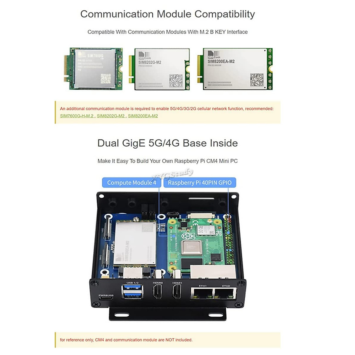 Dual Gigabit Ethernet 5G/4G Mini-Computer with Metal Case and Cooling Fan Based On Raspberry Pi Compute Module 4 (NOT Included) @XYGStudy (CM4-DUAL-ETH-4G/5G-BOX)