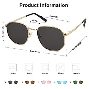 SOJOS Square Aviator Sunglasses for Men Women Classic Trendy Vintage Retro Style