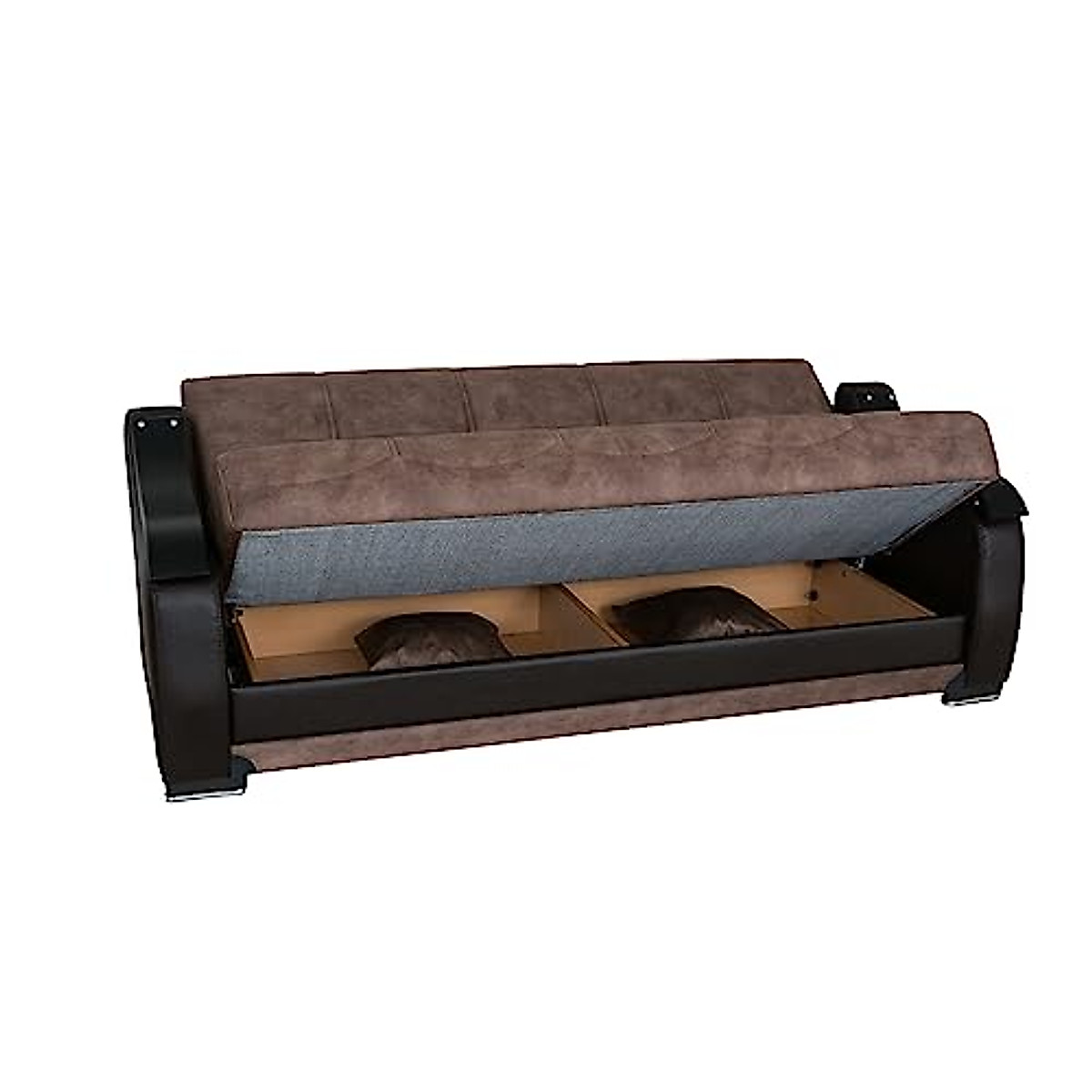 Go Green Woods Zambak Leather and Fabric Sleeper Sofa and Upholstered Accents in Brown Solid Wood Frame for Heavy Use