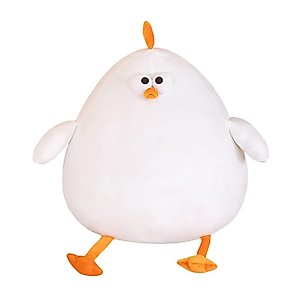 Funny Fat Chicken Plush Pillow 17.7" Cute Plush Chicken Pillow Super Soft Simulation Mother Hen Doll Chicken Plush Neck Pillow Chicken Stuffed Animal forKids' Plush Toy Pillows Festival Gifts (White)