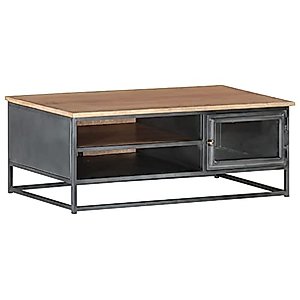 QJBSAVVA Coffee Table Gray 35.4"x19.7"x13.8" Solid Acacia Wood,Entrance Table Tray Tables Center Table Low Table Suitable for Meeting Rooms, Reception Rooms, Offices