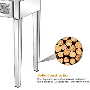 VINGLI Mirrored Vanity Desk with Drawers and Flip Mirror, Glass Vanity, Mirrored Vanity Table, Mirror Vanity Silver Desk, Mirrored Makeup Vanity Table for Bedroom/Makeup Room, Silver