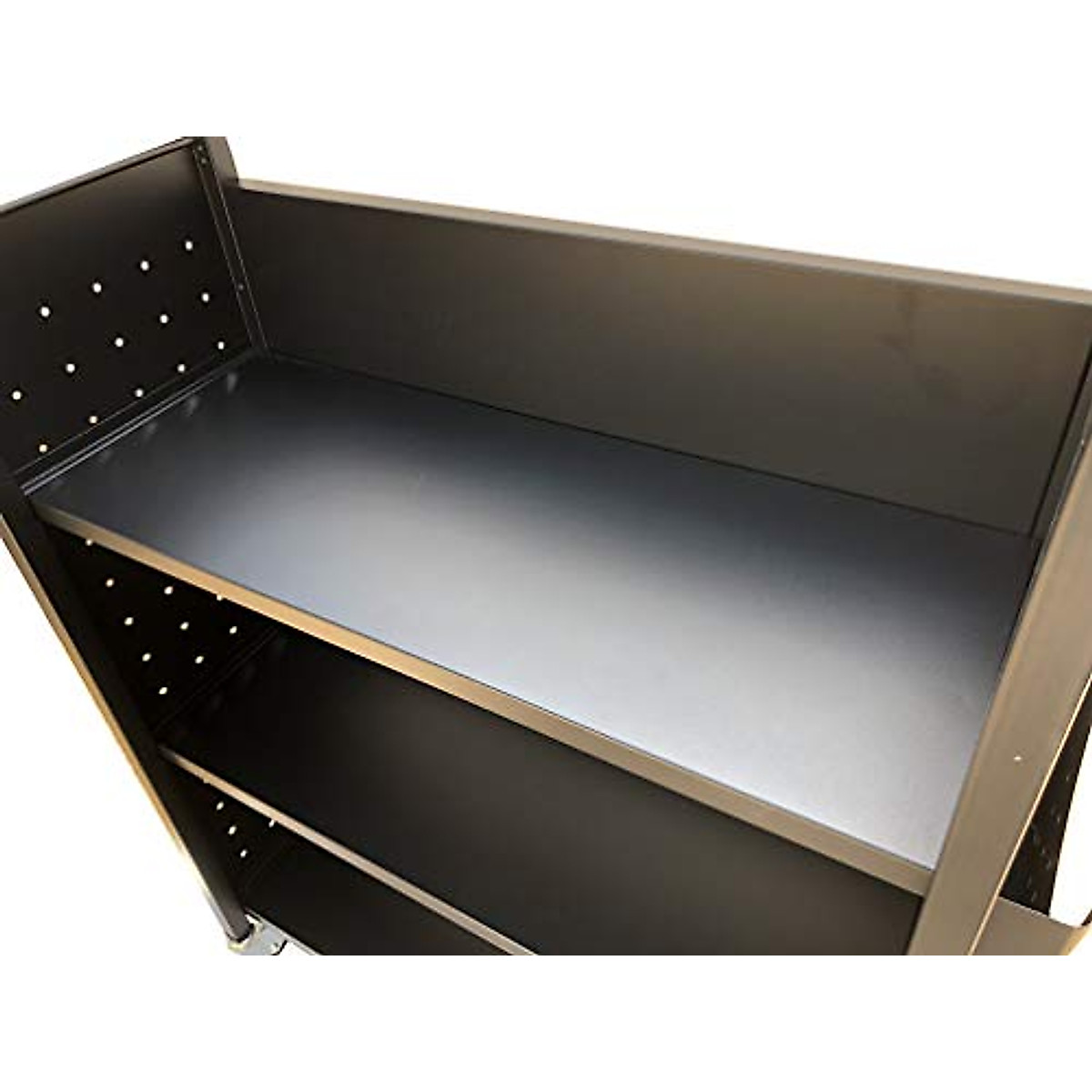 Workington Rolling Book Truck Book Cart with 3 Flat Shelves, Library Book Cart with Swivel Lockable Casters 3001 Black