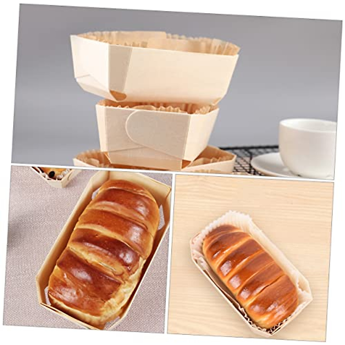 Cabilock 10pcs Wooden Toast Box Toaster Oven Pan Disposable Baking Pan Donut Mold Paper Bread Pan Baking Dishes for Oven Wood Loaf Pan Practical Toast Trays Non-stick Toast Plates Rectangle