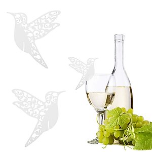 50pcs Place Cards, Little Bird Shape Table Name Cards for Wine Glass, Wedding Name Place Cards for Table Setting Receptions Parties Events Celebrations(White)