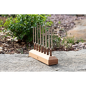 Planetary Tuning Fork 7 Piece Chakra Set with Exact Pitch and Frequency — MADE IN GERMANY — For Meditation, Sound Healing Therapy and Yoga, 2-YEAR WARRANTY brown