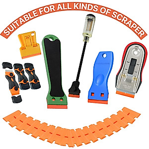 Lainballow 500 Pcs Plastic Razor Blades, Double Edged Scraper Blades, Plastic Knife Blades Replacement Suit for Cleaning Glass and Removing Decals, Stickers, Adhesive Labels