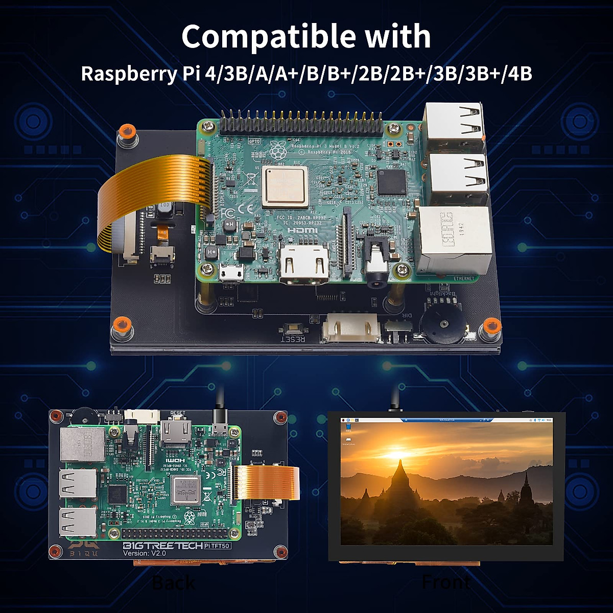 BIGTREETECH PITFT50 V2.1 5 inch Touchscreen Monitor for Raspberry-Pi 4/3B/A/A+/B/B+/2B+/3B/3B+/4B, BTT Pi 2/CB2 Run Klipper Touch Screen, IPS DSI LCD Display 800x480, Capacitive 5 Point Touch