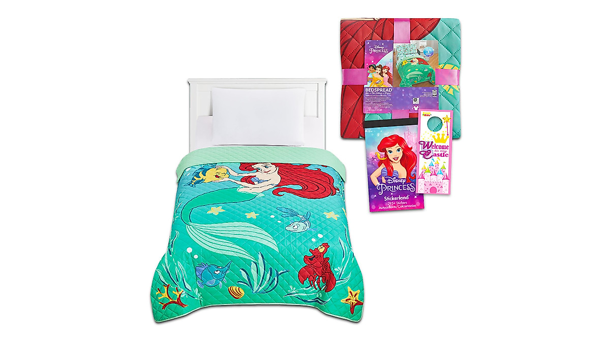 Disney Little Mermaid Twin Bedspread Set for Kids - Ariel Bedding