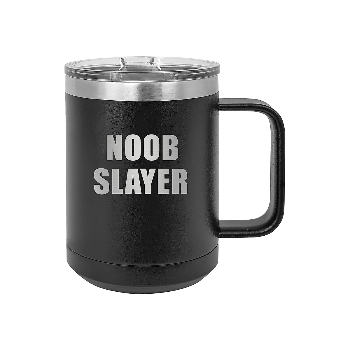Rogue River Tactical Funny Gamer Noob Slayer Joke 15oz Travel Tumbler Mug Cup w/Lid Stainless Steel Gift For Video Game PLayer Black
