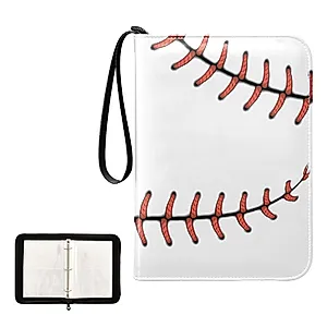 Baseball Softball Laces Card Binder 400 Pockets Trading Card Storage Binder Album with Sleeves Zipper Card Collection Holder Folder for Girls Boys