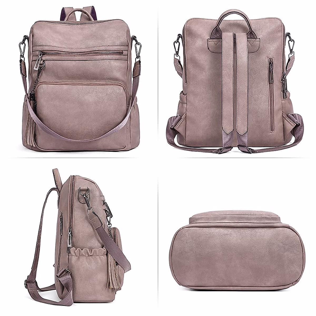 CLUCI Backpack Purse for Women Fashion Leather Crossbody Bags Purses for Women, Leather Messenger Tassel Bag