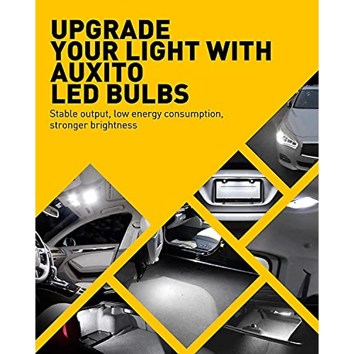 AUXITO 194 LED Bulb 6000K White 168 2825 W5W T10 Wedge 14-SMD Interior Car Bulbs Replacement for Dome Map Door Courtesy Trunk Parking License Plate Lights, 10 PCS