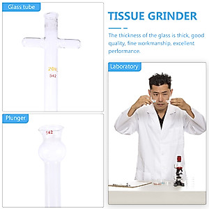 Baluue Glass Tissue Cell Tissue Homogenizer with Lab Pestle Lab Glass Tube Lab Utensils 20ml