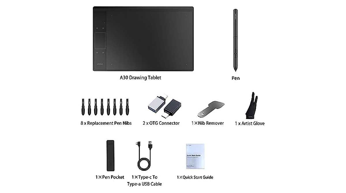 VEIKK A30 V2 Drawing Tablet - 10x6 Inch Graphics Tablet