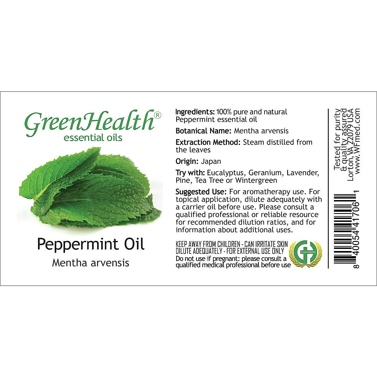 Peppermint Essential OIl - 100% Pure Essential Oil - 2 fl oz w/Glass Dropper