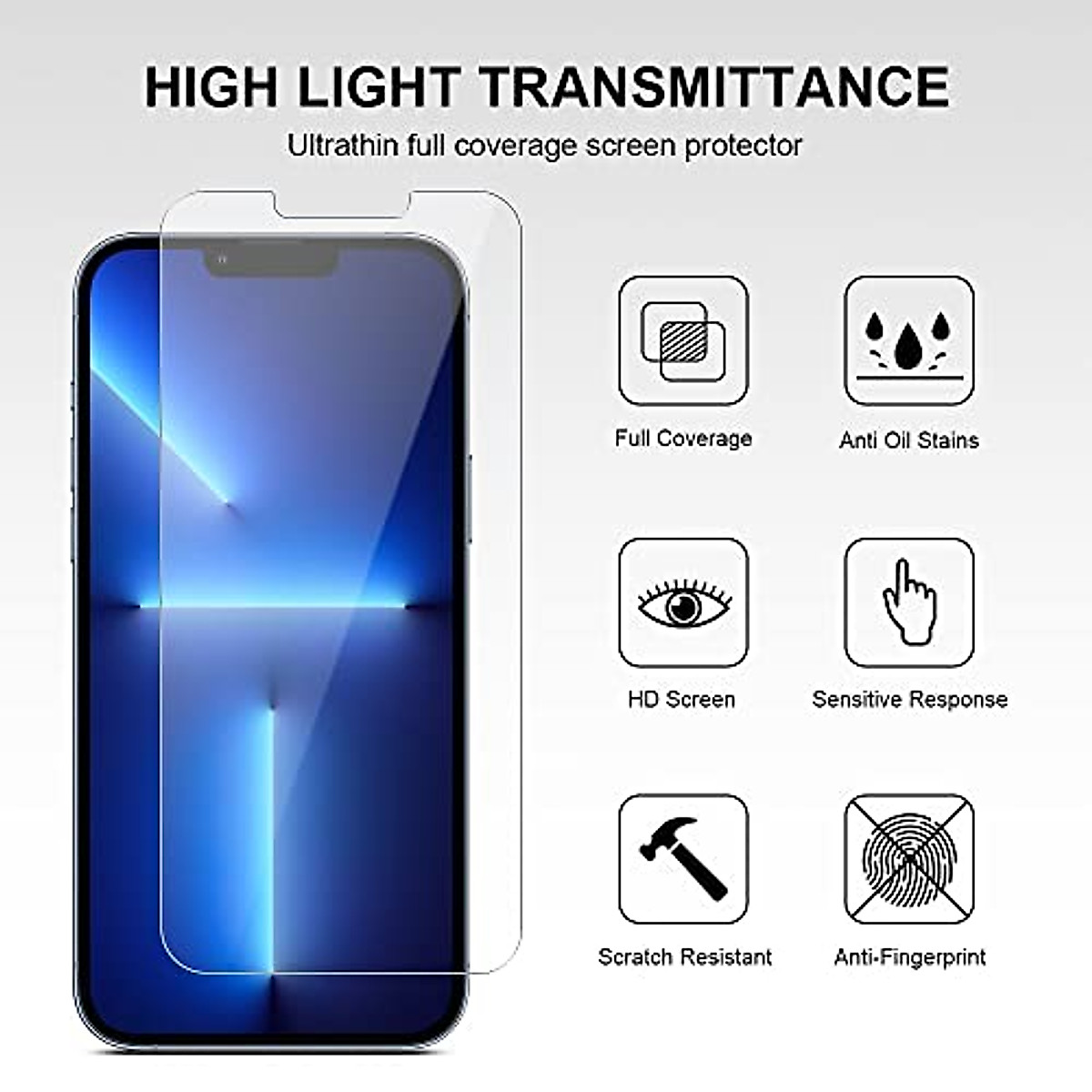 Unity 7, 2 Pack Screen Protector for iPhone 13 Pro Max 6.7 Inches | Tempered Glass | Contains 2 Front Facing Screen Protectors and 2 Rear Facing Camera Lens Protectors