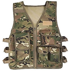 JOKHOO Kids Army Camouflage Outdoor Combat Vest (Cp Color,8-14 Year)