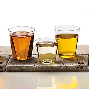 Party Essentials Hard Plastic 2 oz. Square Shot Glasses/ Wine Tasting Cups, Clear, 40 Count