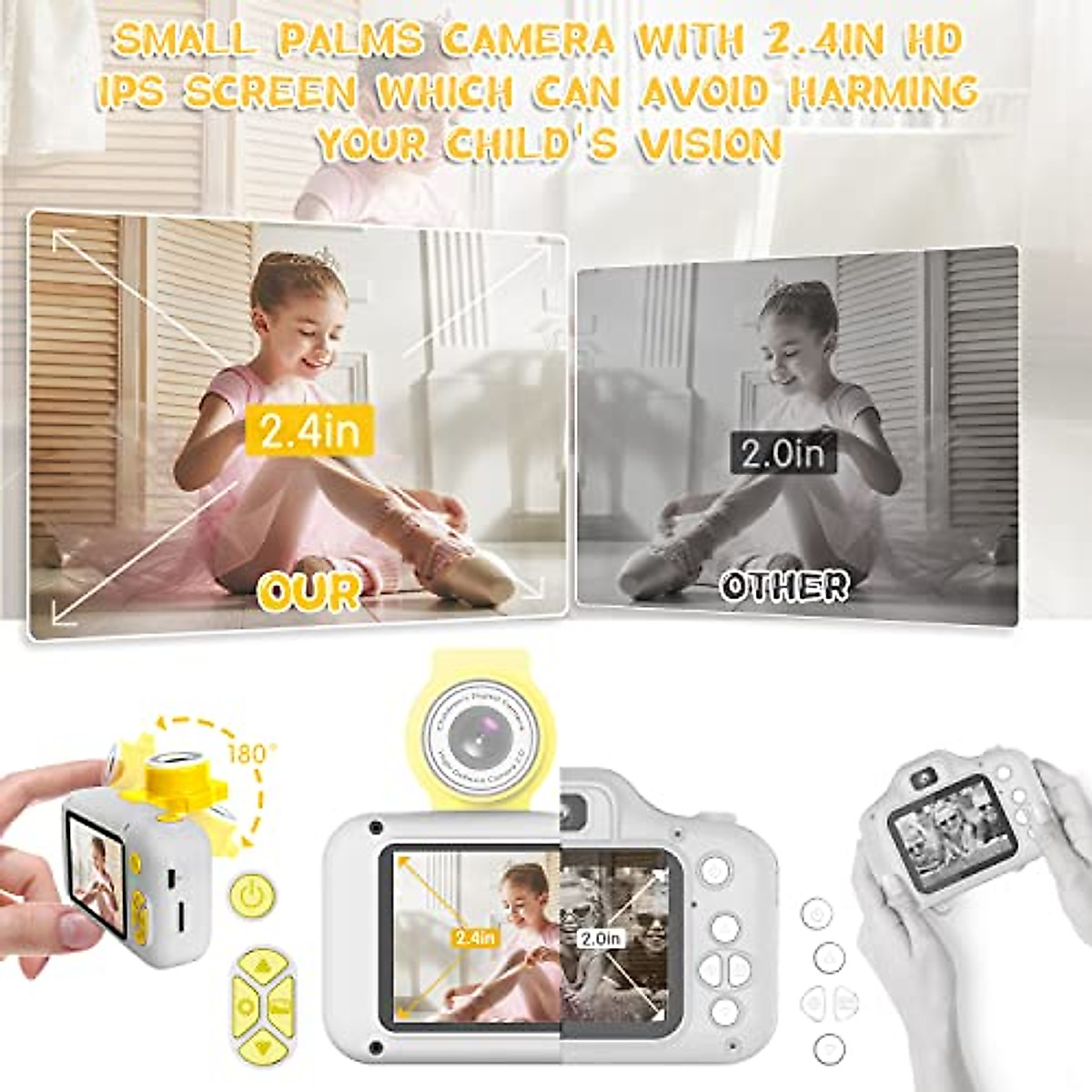 Kid Camera,ARNSSIEN Camera for Kid,2.4in IPS Screen Digital Camera,180°Flip Len Student Camera,Children Selfie Camera with Playback Game,Christmas/Birthday Gift for 4 5 6 7 8 9 10 11 Year Old Girl Boy