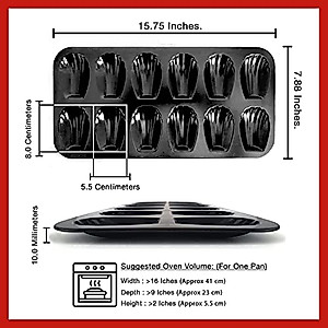 MASSNER Madeleine Pan with Silicone Spatula, Non-stick for baking 12 Madeline Cookie Mold Heavy duty Madeline Pans dishwasher safe 1Pack