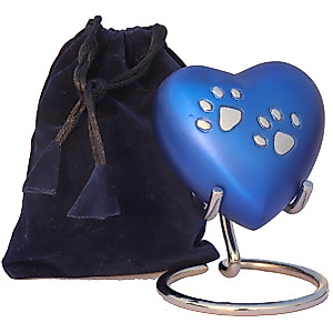 THE ASCENT MEMORIAL Pet Cremation Urn for Ashes | Gift Box of Dog’s and Cat’s Small Love Heart Ash Container for Funeral Remains with Display Stand Velvet Carry Bag Paper Funnel