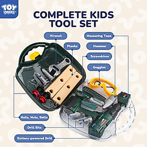 STEAM Life Kids Toddler Tool Set for Boys with Electric Toy Drill, Toy Tool Set for Toddlers, Kids Tool Box with Toy Hammer, Baby Tool Set, Tool Set for Kids Ages 3-5, Kids